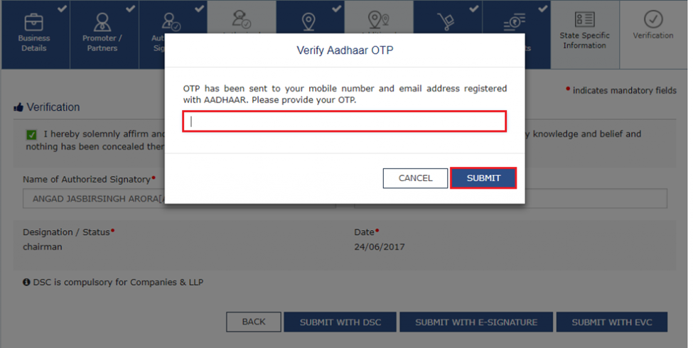 Aadhar Based Authentication And Physical Verification Under Gst